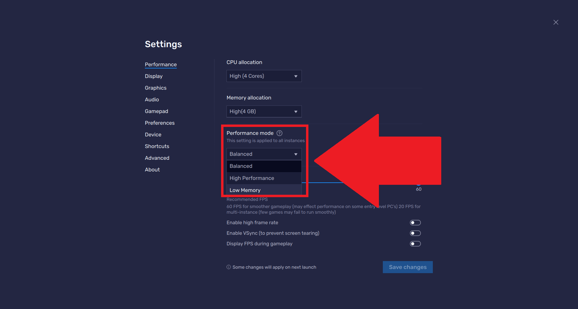 Low Memory performance mode on Bluestacks 5 – BlueStacks Support