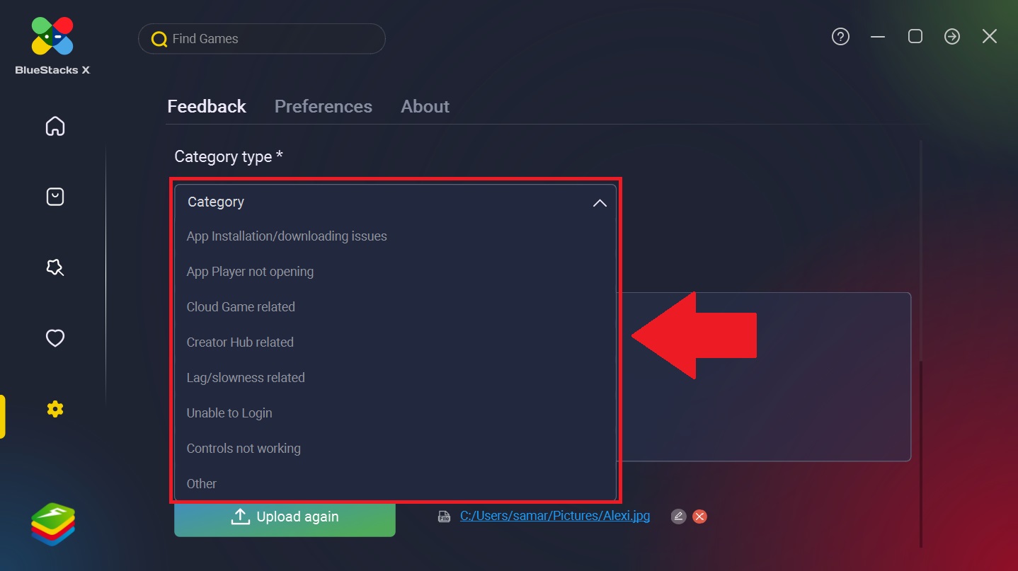How to report a problem on BlueStacks X – BlueStacks Support